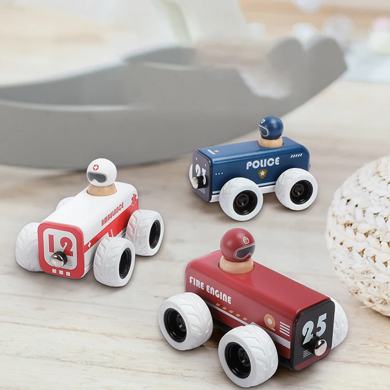 Wooden Children Stacking Police Car Educational Toys Building Blocks ...
