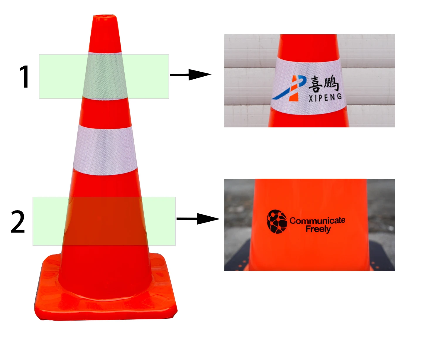 50cm Flexible PVC Road Safety Cones for Highways Traffic