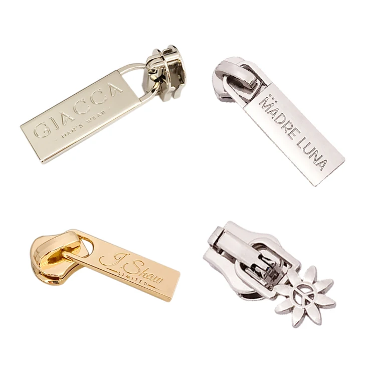 Custom Engraved Logo Metal Zipper Pull Charms - Personalized Zipper ...
