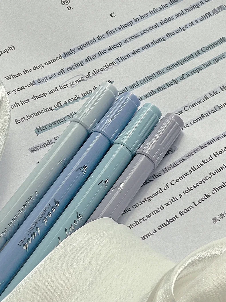 Cute Gradient Double Tips Block Highlighters - 12 Colors