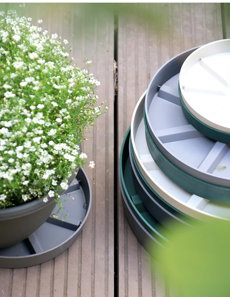 Durable Round Plastic Flower Pot with Saucer Bottom Trays