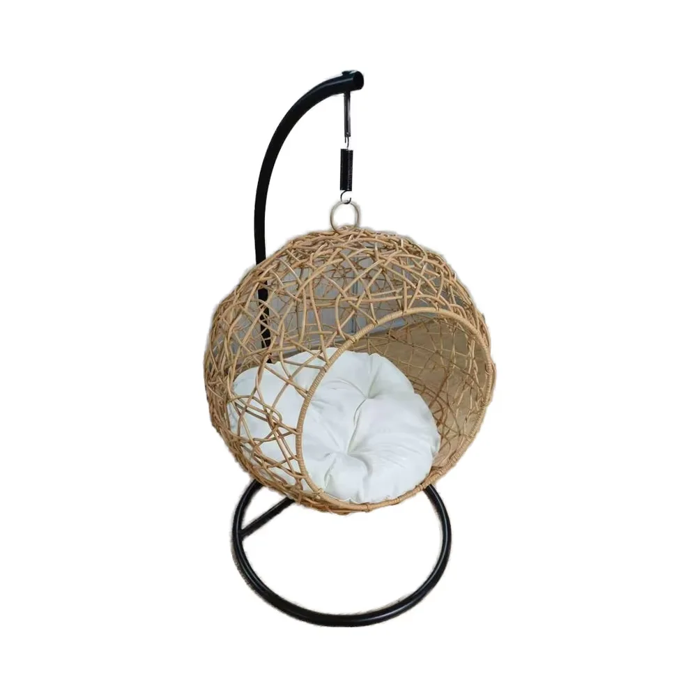 Modern Style Swing Hanging Rattan Basket Bed For Dogs Cats Outdoor ...