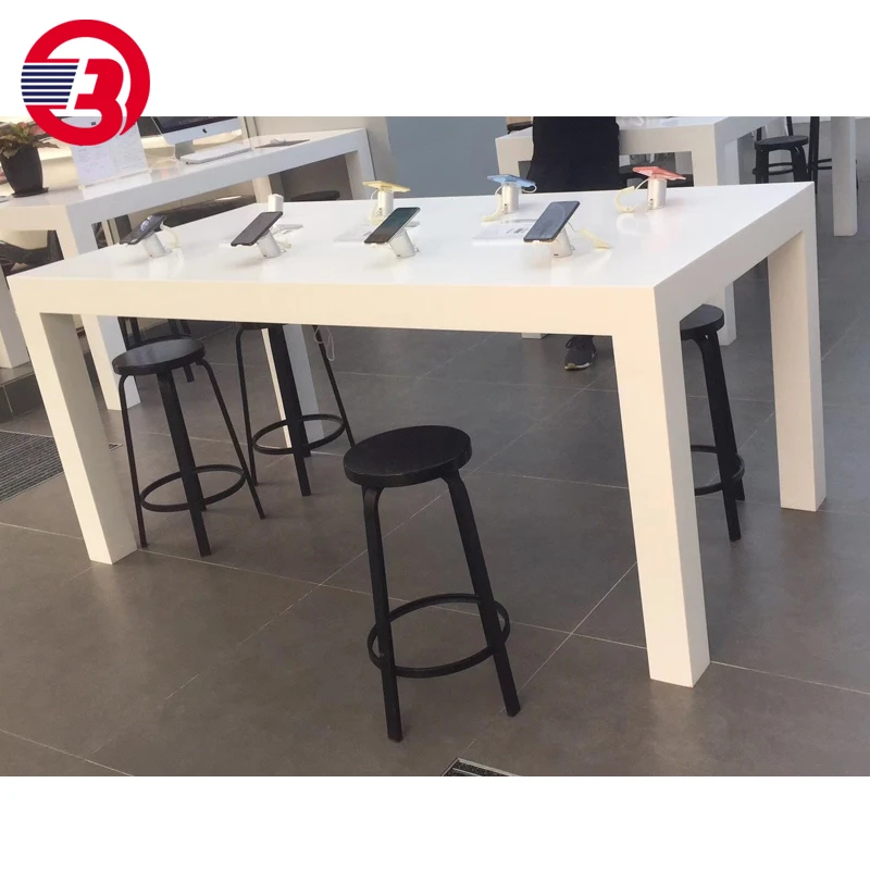 Snow White Solid Surface Table Retail Store Cell Phone Display Table ...