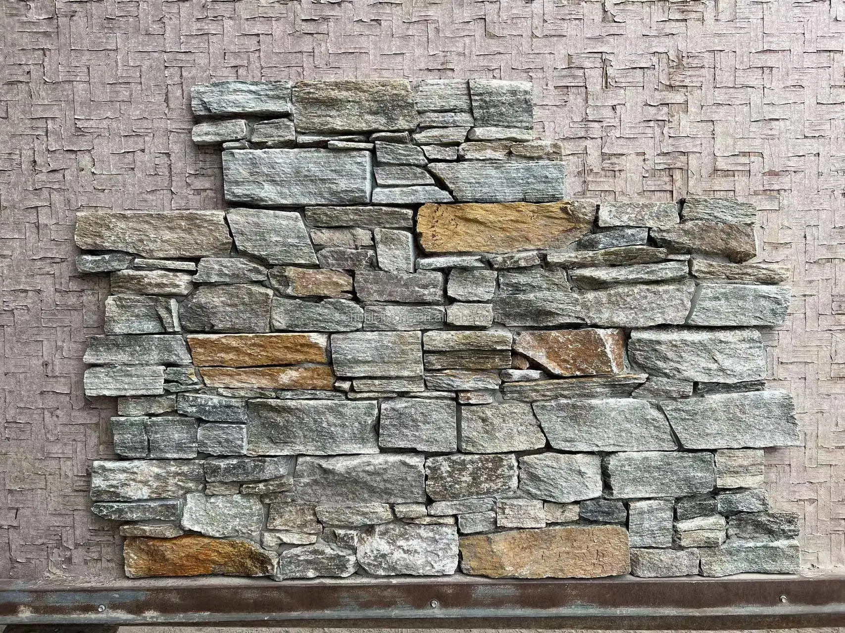 Outdoor Natural Green Quartzite Stacked Stone Veneer Panel Wall Cladding
