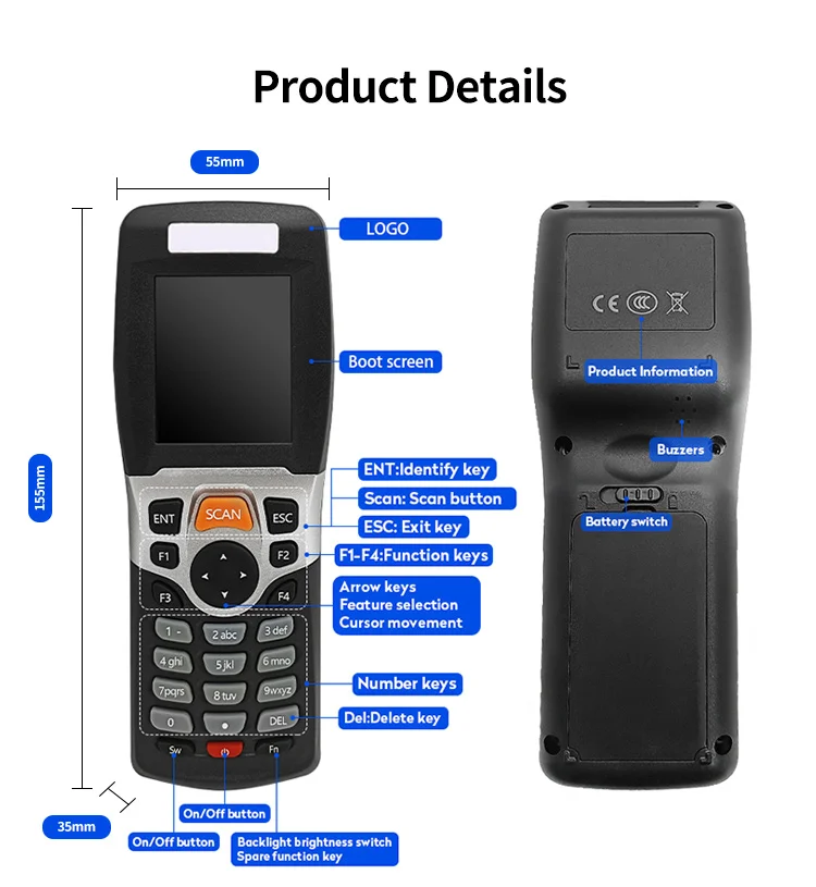 Mobile Data Collectors Terminal Rugged Android Barcode Scanner Handheld ...