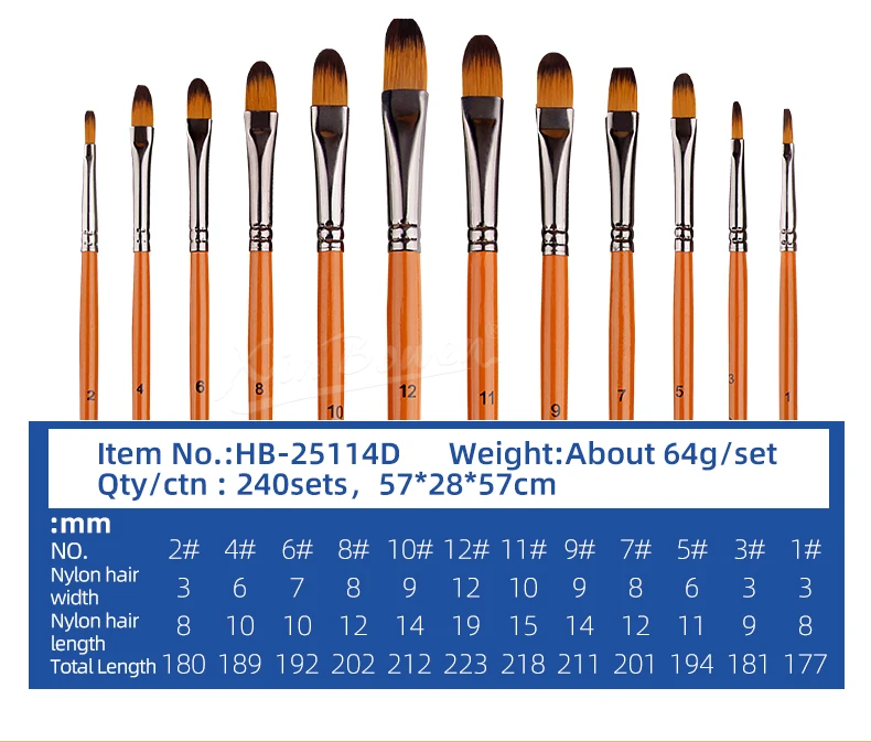 Xin Bowen 12 Piece Paint Brush Set - Durable & Versatile