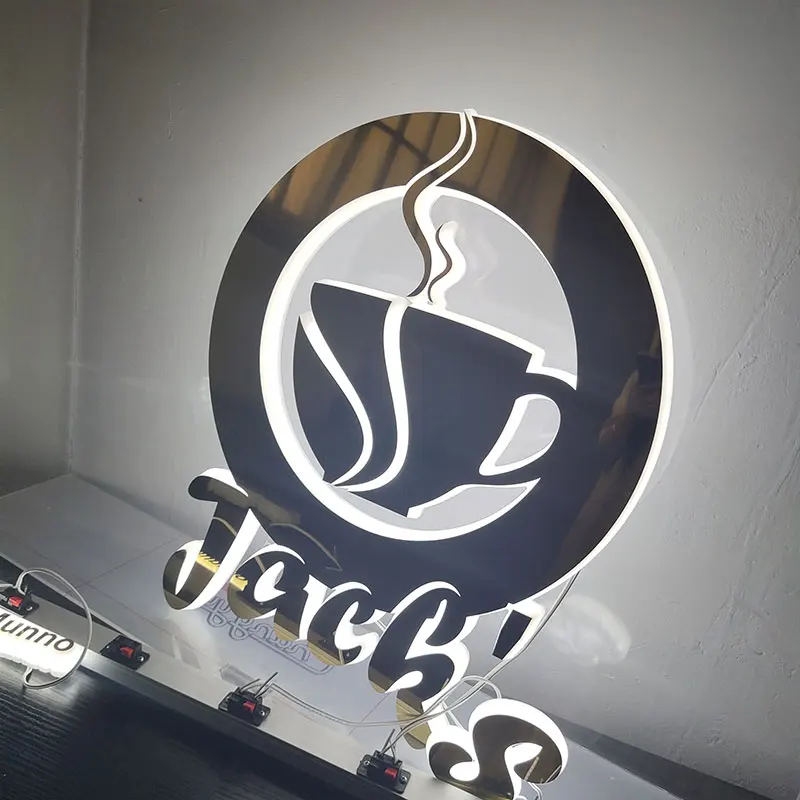 Gold Bar Counter Led Light Logo Alphabet Letter Glow
