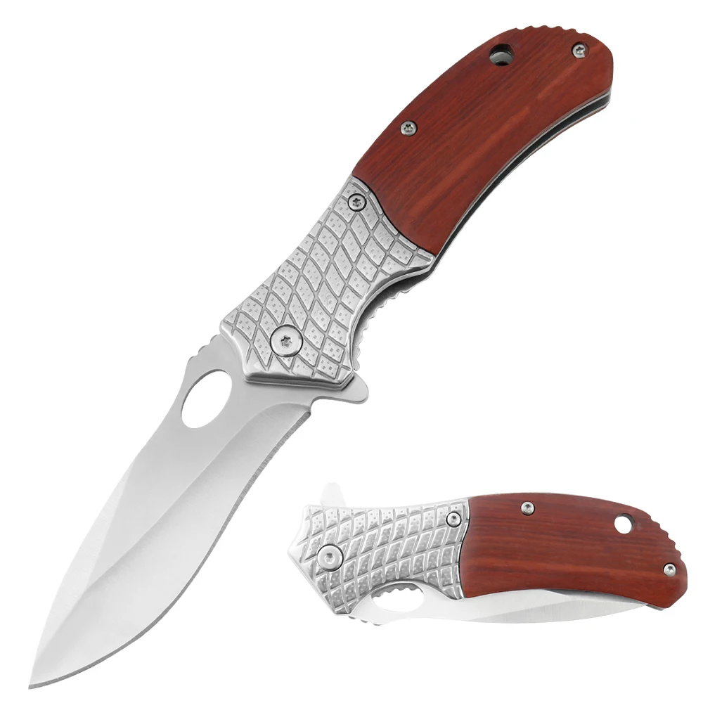 Wholesale Tactical Folding Knife Wood Handle Stainless Steel Blade For ...