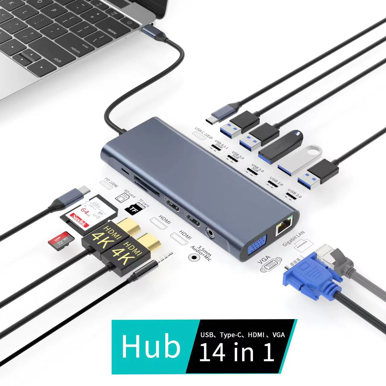 C Docking Station Charger Laptop 12 13 14 15 In 1 Usb C Hub With Dual