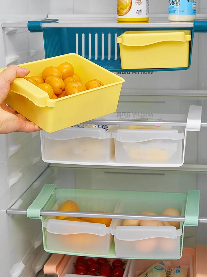 Hangable Retractable Plastic Pull Out Vegetable Fridge Storage Basket ...