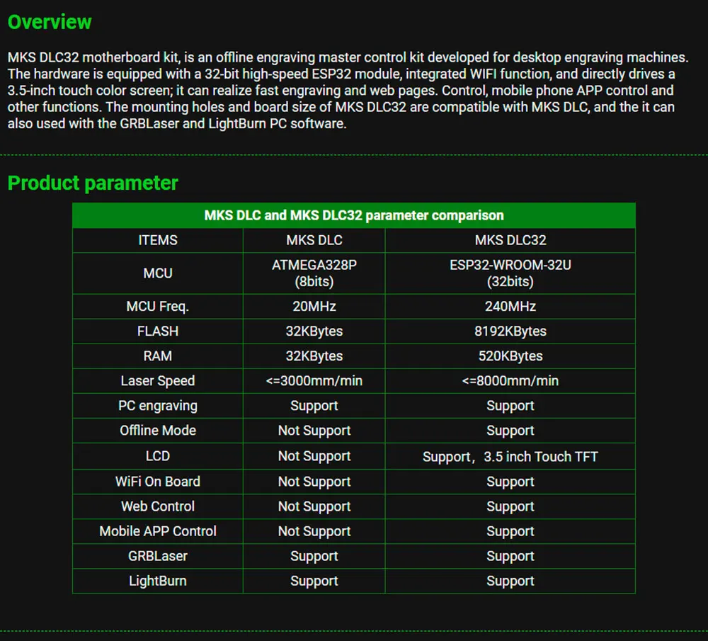 MKS DLC32 Offline Controller - ESP32 WIFI Board for Laser Engraving