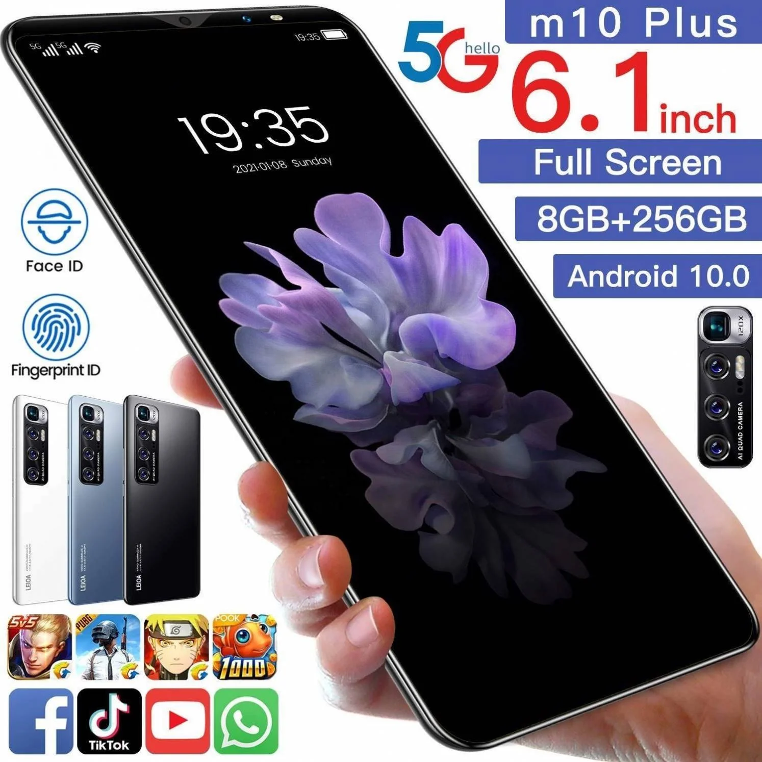Global Version Smart Phone M10 Plus 6.1 Inch 8gb+256gb Waterproof ...