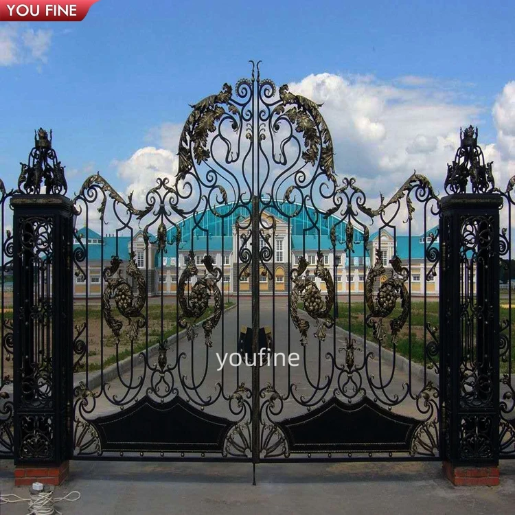 Outdoor Large Luxury Double Door Wrought Iron Gates | Custom Designs ...