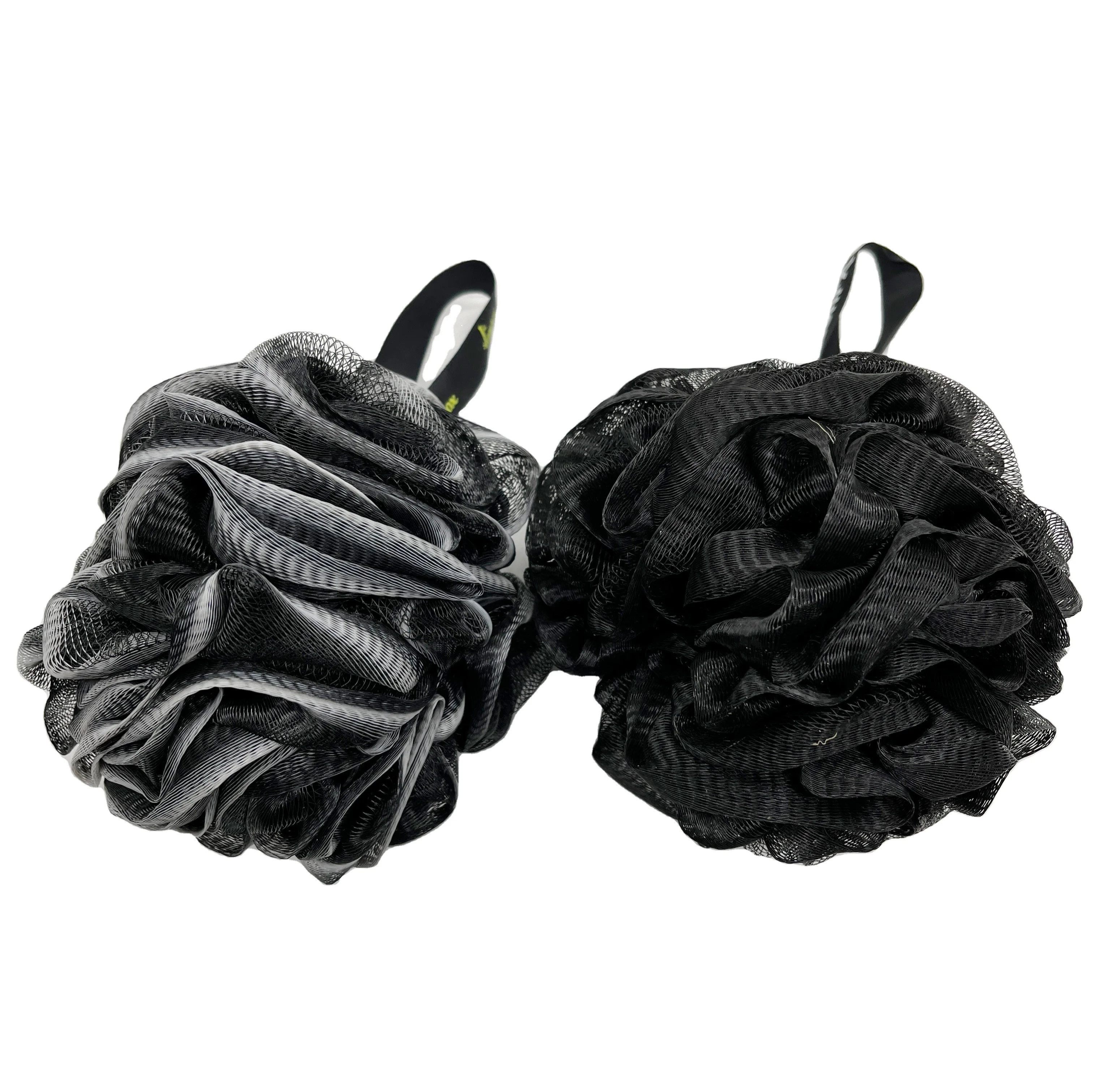 Black Bath Sponge Shower Loofahs Pouf Ball Nature Bamboo Charcoal Mesh ...