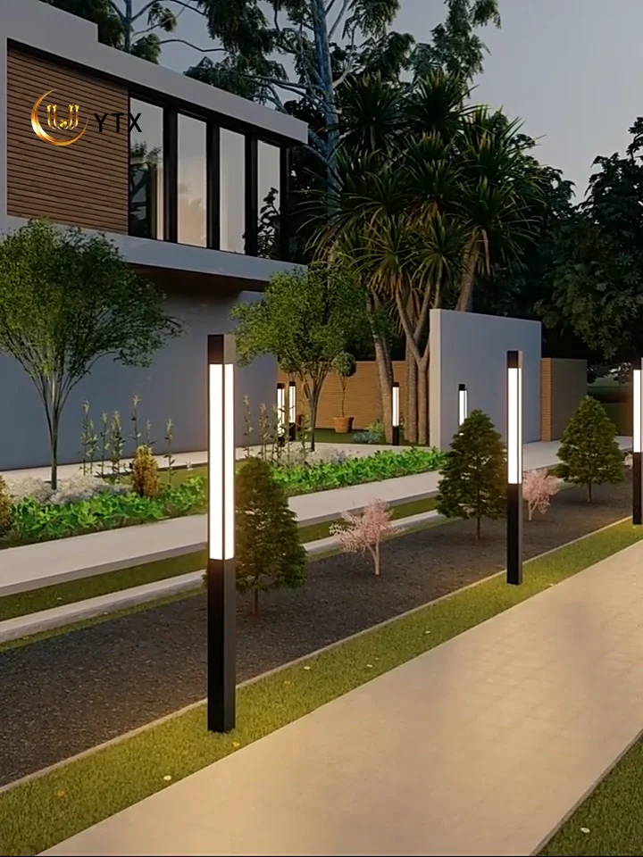 Landscape Outdoor Driveway Yard Lighting Square Pole Street Post Top ...