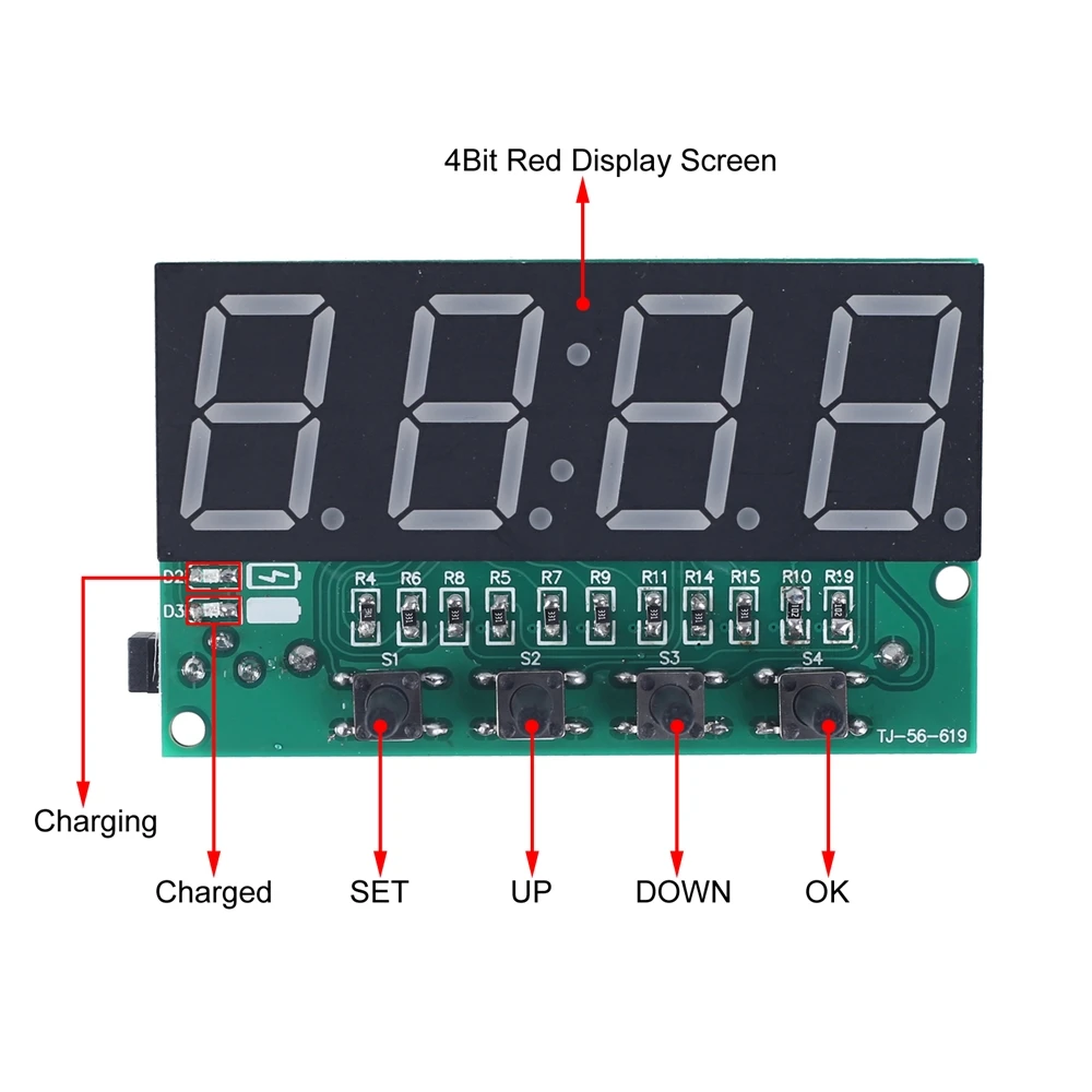 4-digit Rechargeable Diy Digital Clock Kit Smd Electronics Controlled ...