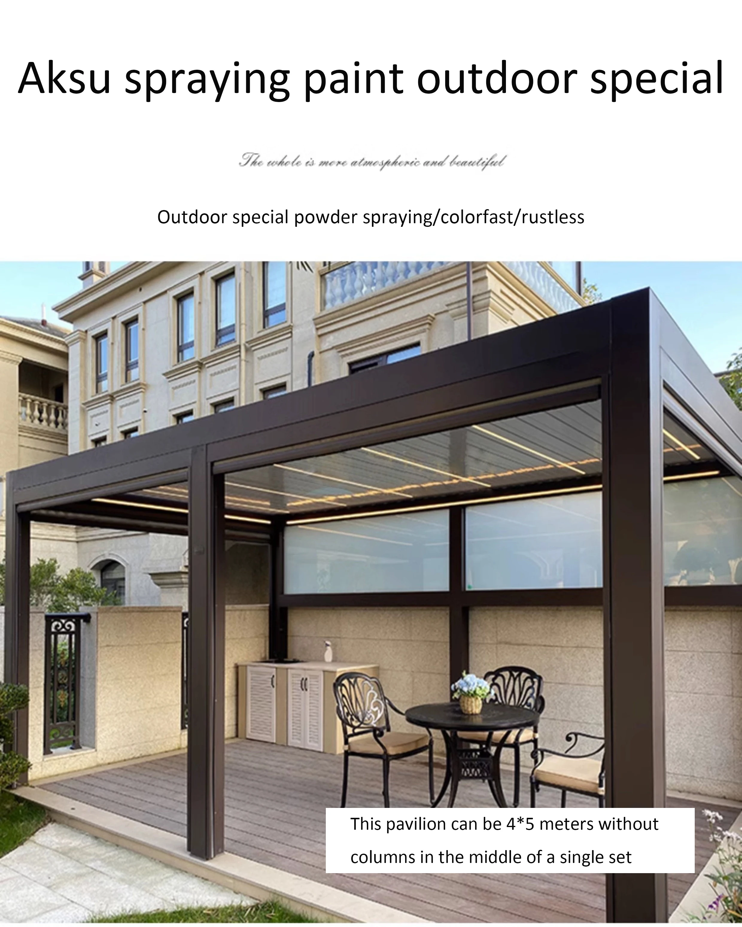 Pavilion Electric Gazeboo Louver Roof System Outdoor Aluminum Garden ...