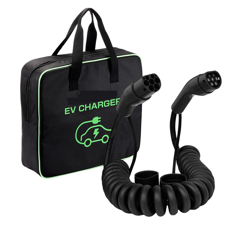 16a/32a Sae J1772 Ev Plug Type 1 To Type 2 Ev Coiled Cable Ev Charging ...