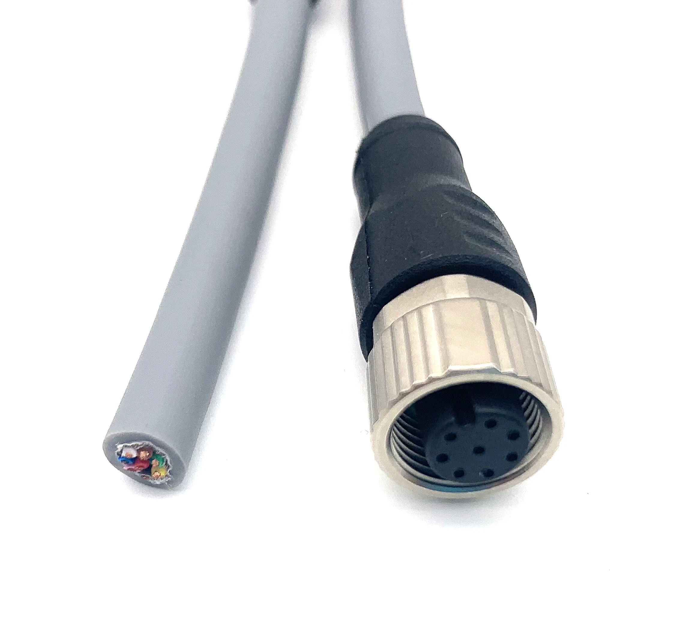 M12 8 Pin A Code Connector Female Straight Molding Cable Single Ended ...