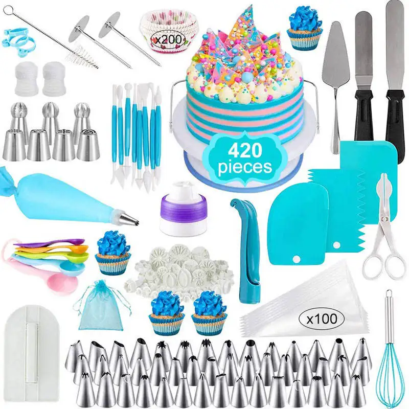 599 420 Pcs Cake Decorating Kits Baking Set Supplies Cake Rotating ...