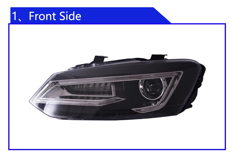 Car Front Lamps Assembly for VW Polo 2011- 2017 Headlight Upgrade LED ...