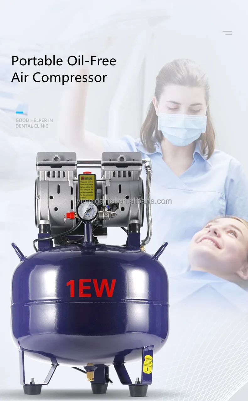 Dental One To One Air Compressor 3.2l Air Tank Silent Oil Free For ...