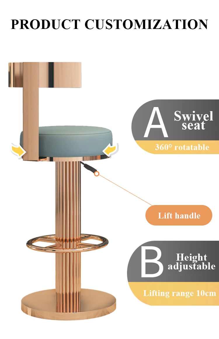Luxury Bar Stools with Backrest - Perfect for Kitchen & Hotel