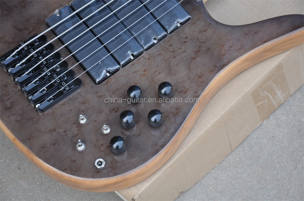 Custom 6 Strings Neck-thru-body Electric Bass Guitar With Black ...