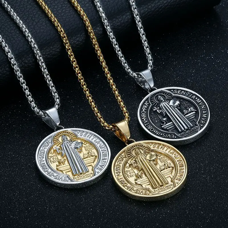 St Benedict Catholic Religious Medallion 316 Stainless Steel Jewelry ...