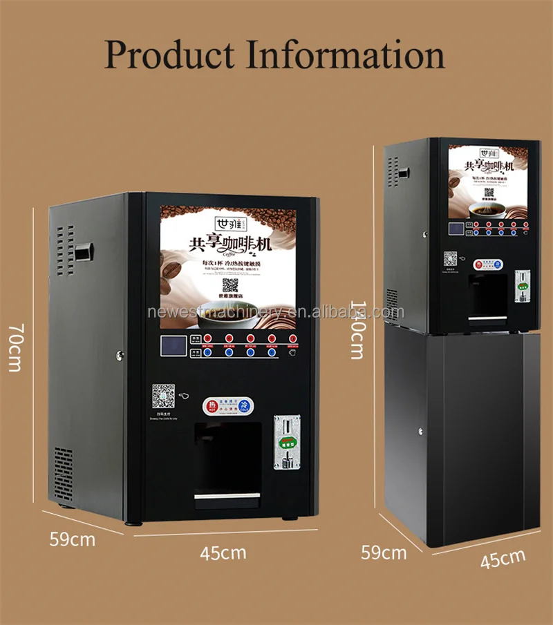 Commercial Operated Automatic Coffee Vending Machine Cold and Hot ...