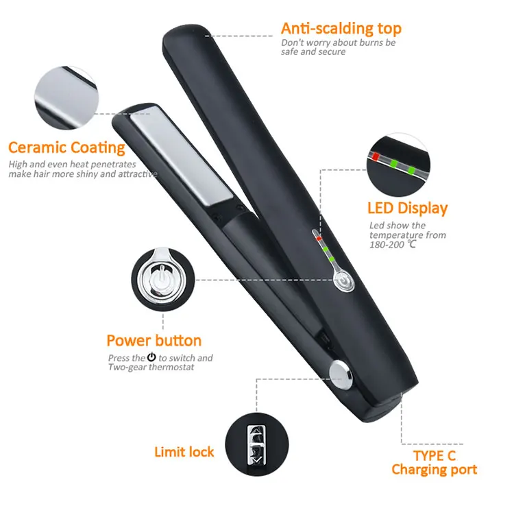 Flat Iron Rechargeable Cordless Usb Powered Wireless Hair Straightener ...