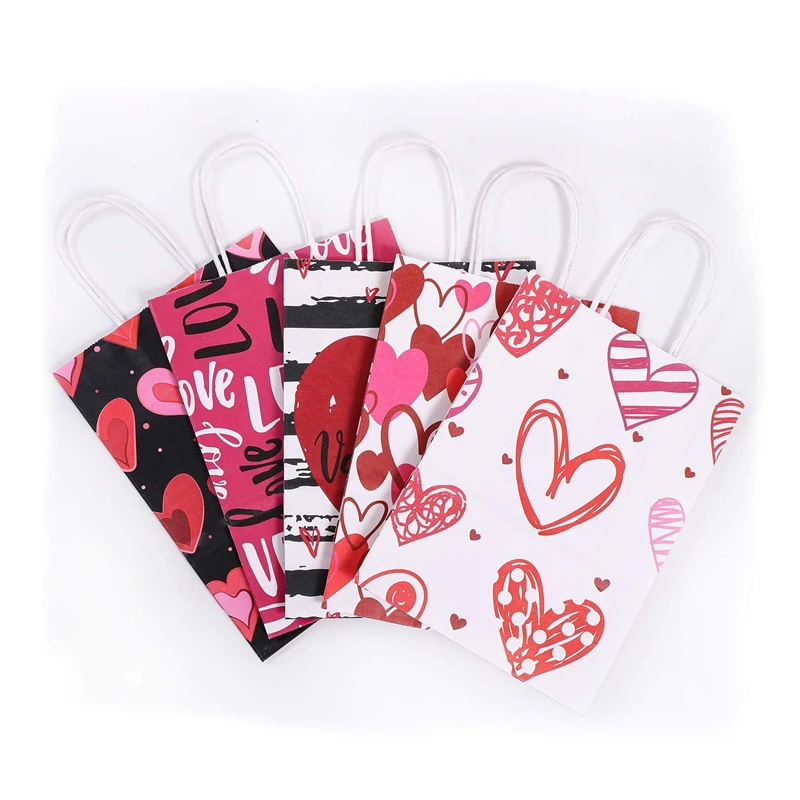 KM Mixed Style Love Heart Gift Bags - Eco-Friendly & Customizable