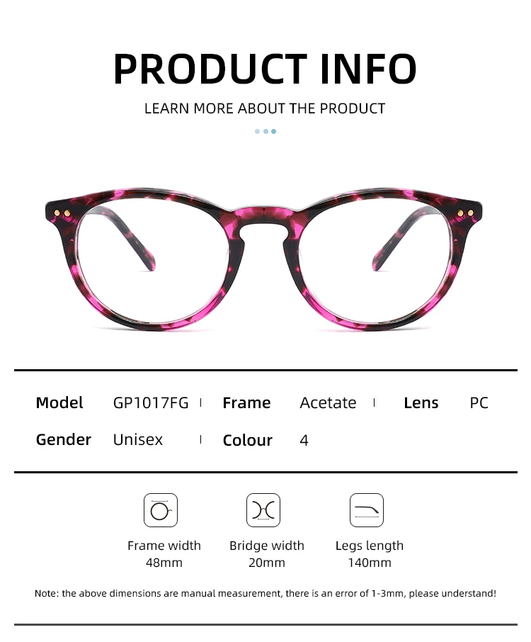 New Stock Classic Eyeglasses Frame Round Design Demi Color Acetate ...