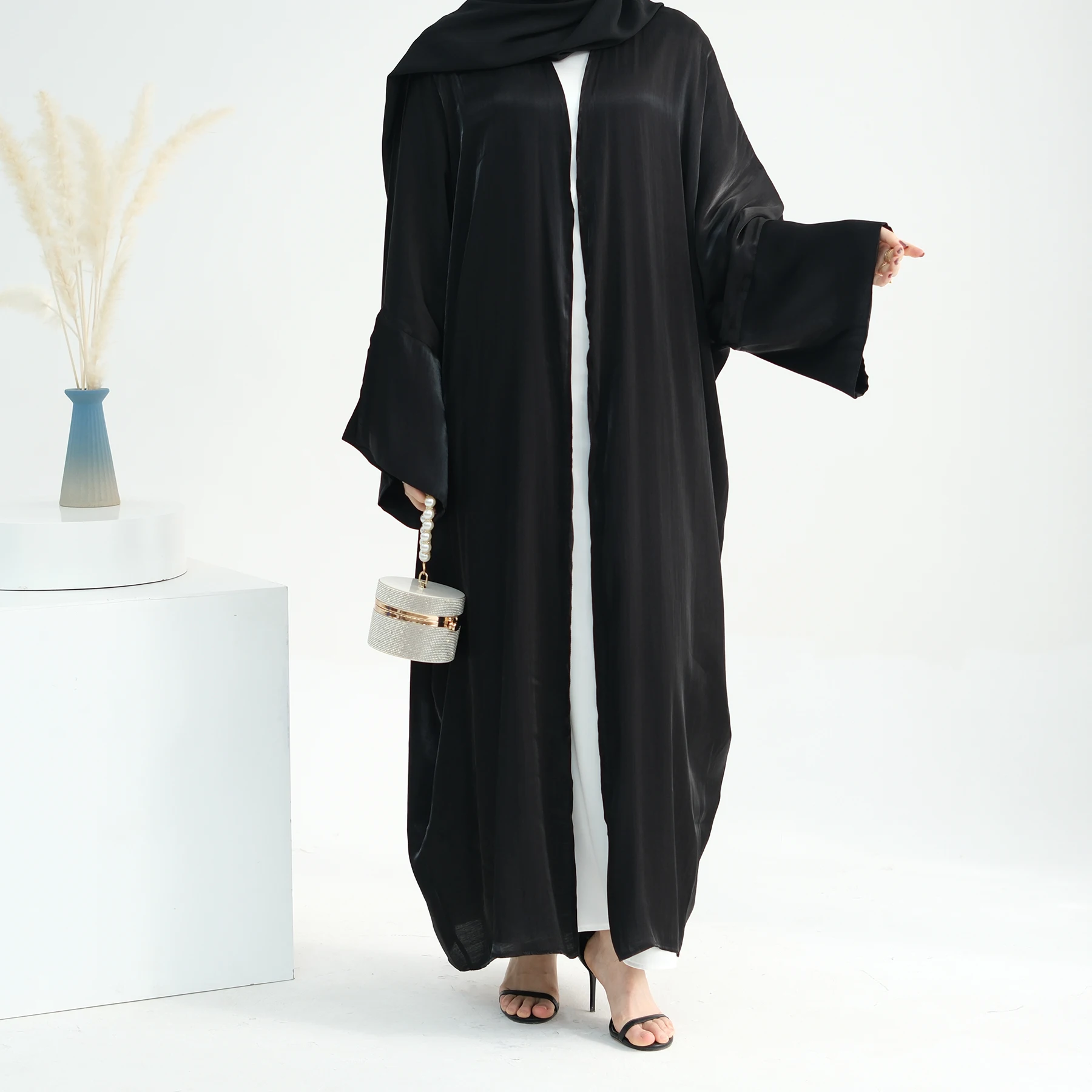 Loria Islamic Clothing EID Open Abaya Kimono Muslim Women Abaya Shinny ...