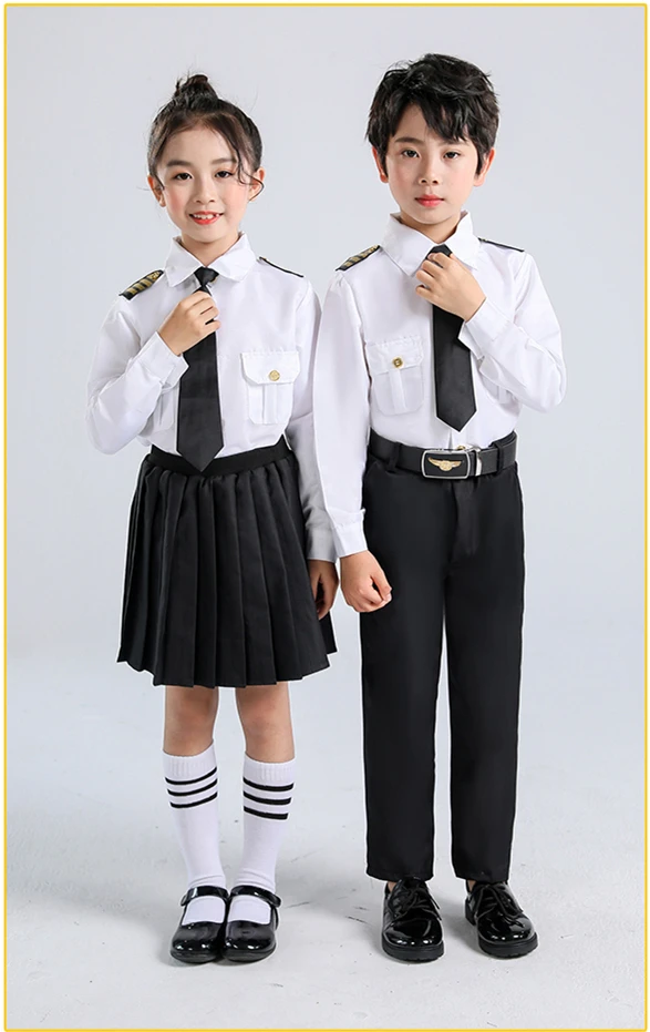 Kids Airline Pilot Uniform Shirt - Stylish Dress-Up for Parties ...