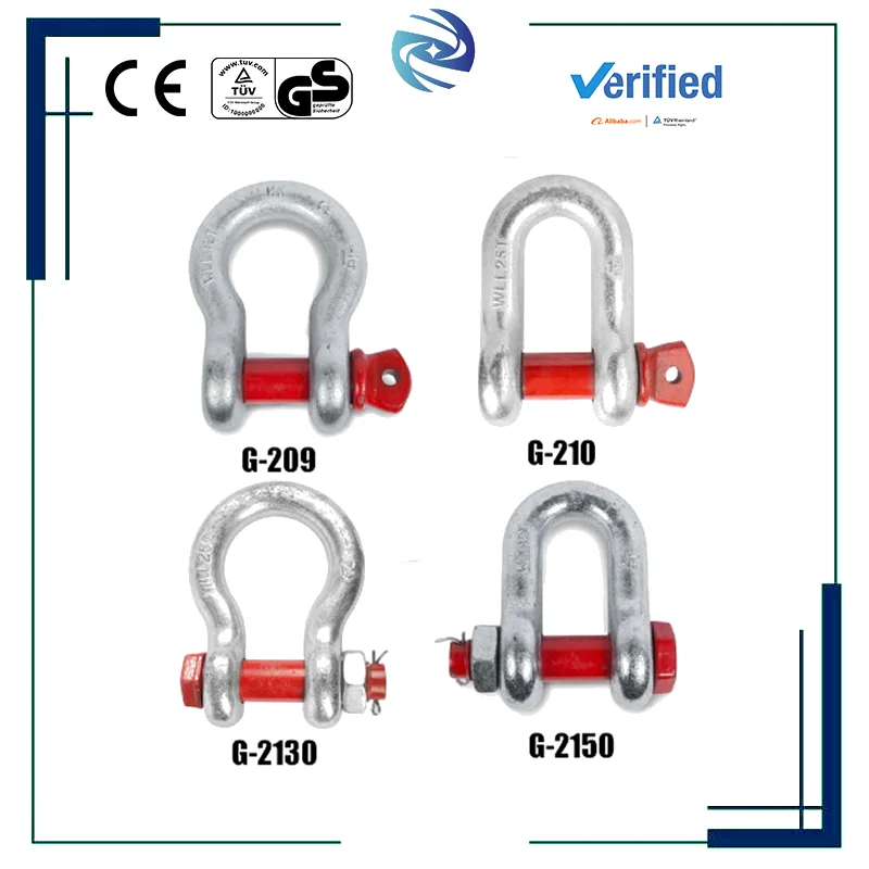 US Type G209 Bow Shackle 3.25T to 12T Carbon Steel Shackle with Screw ...
