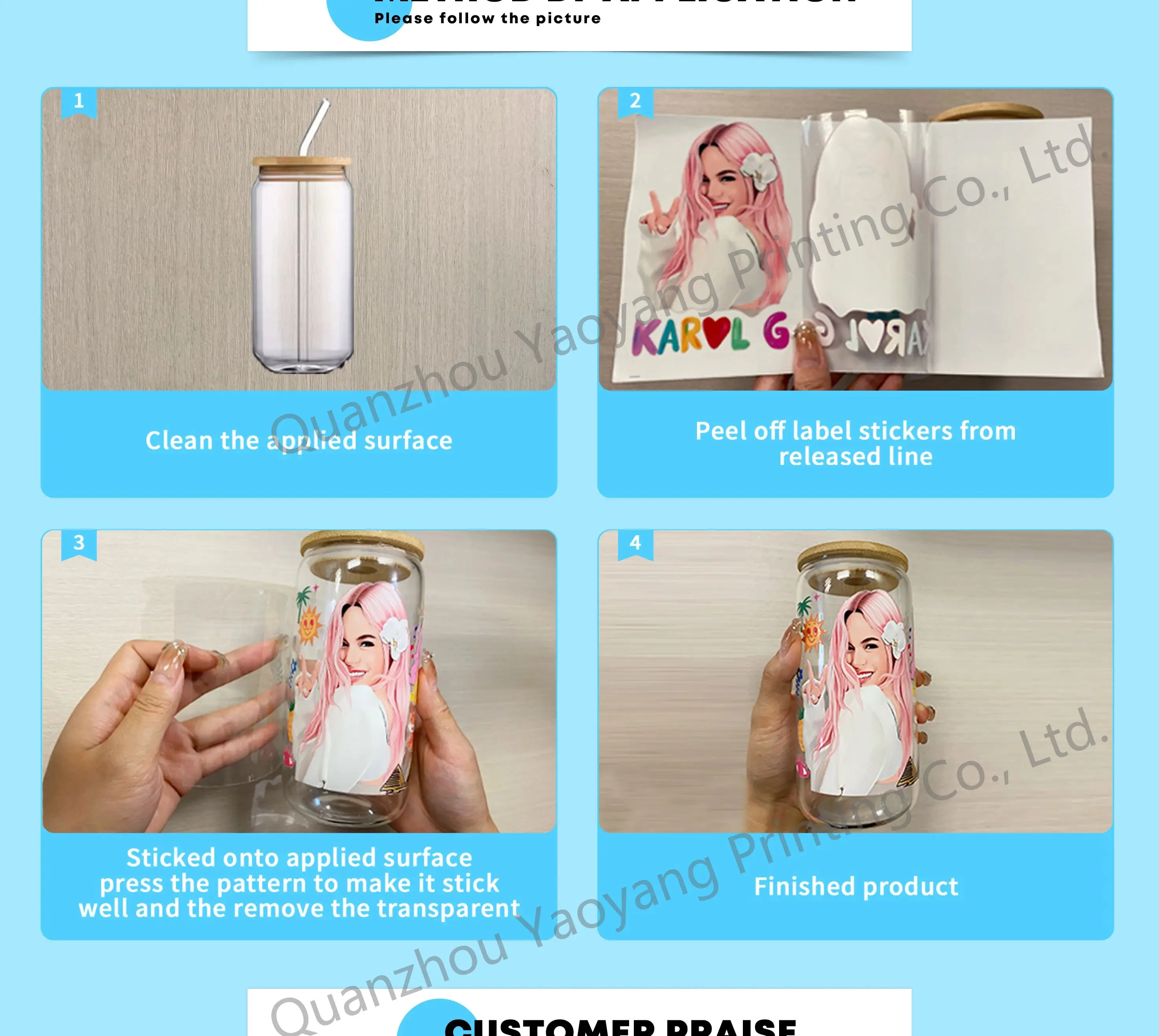 Factory Wholesale 2025 Senior Custom 3D UV DTF Bottle Stickers 16OZ UV ...