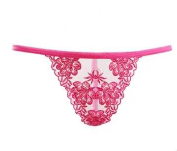 Seamless Thin Band Low Waist Embroidery Thong Women G String
