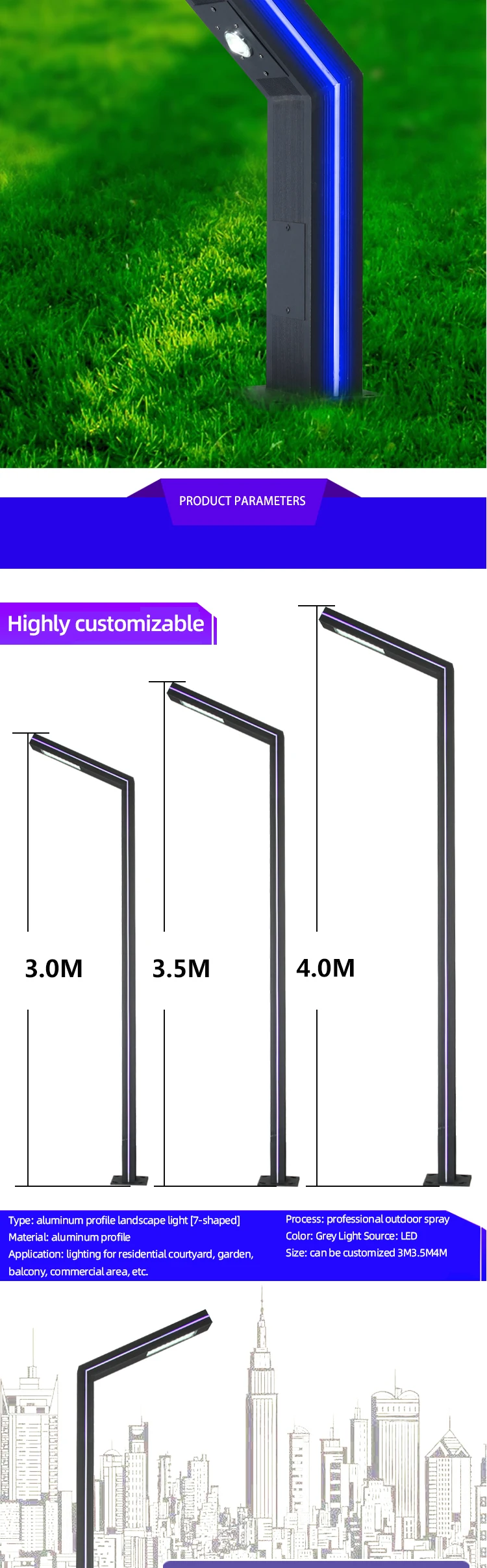 Modern Outdoor 3m 4m 6m Garden Pole Top Light Waterproof Aluminum Led Landscape Street Post Pole ...