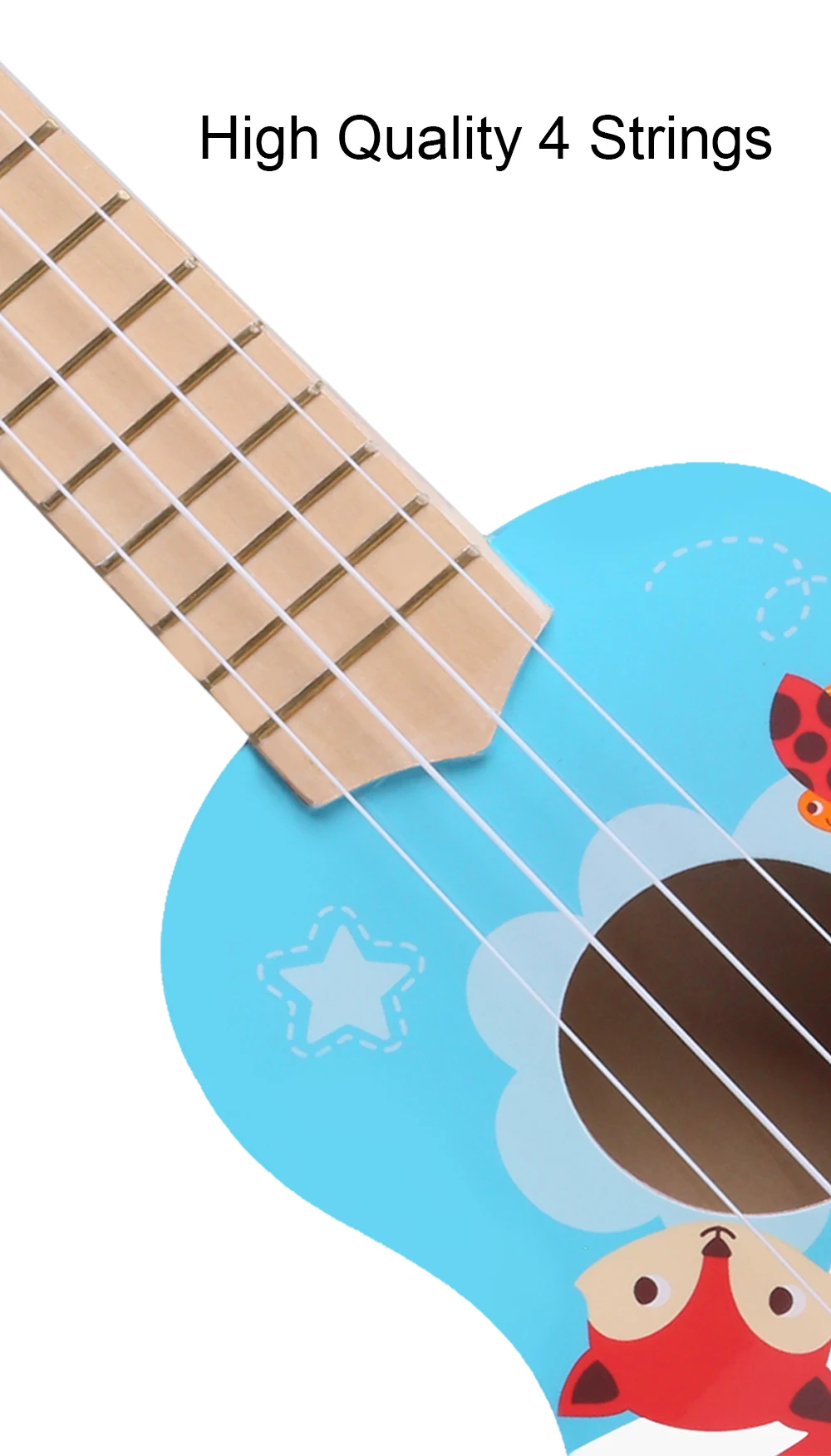 21 Inches 4 String Cute Cartoon Kids Wooden Music Musical Instrument ...