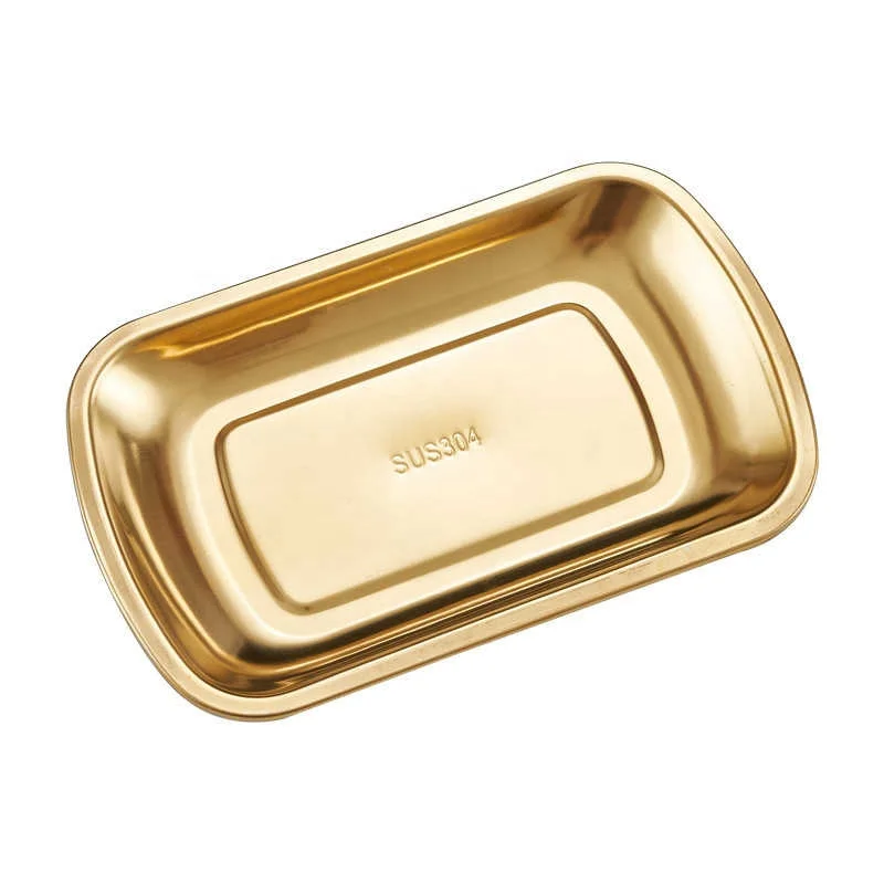 Stainless steel Korean barbecue plate, golden snack plate, vermicelli ...