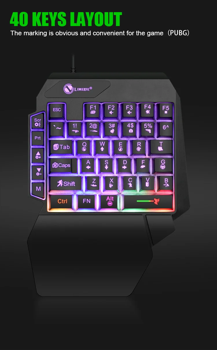 GK103 One-handed Keyboard Mini Mobile Phone Throne with Luminous Game ...