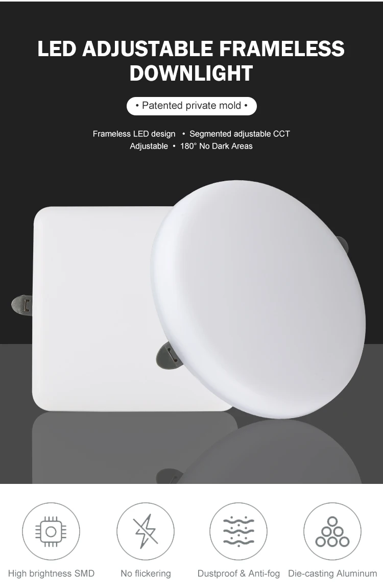 Frameless Led Panel Light Recessed Mounted 3d Lamp Recessed Downlight ...