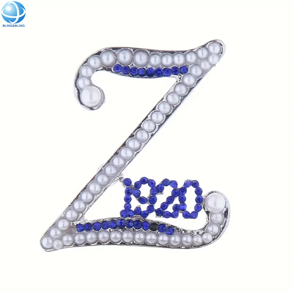 Zeta Phi Beta Letter Z 1920 Pearl Crystal Jewelry Lapel Pin Sisterhood ...