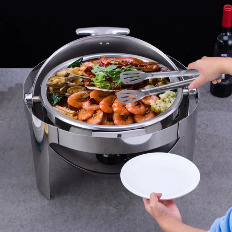 Factory Price Buffet Food Warmer Stainless Steel Round Roll Top Chafing ...