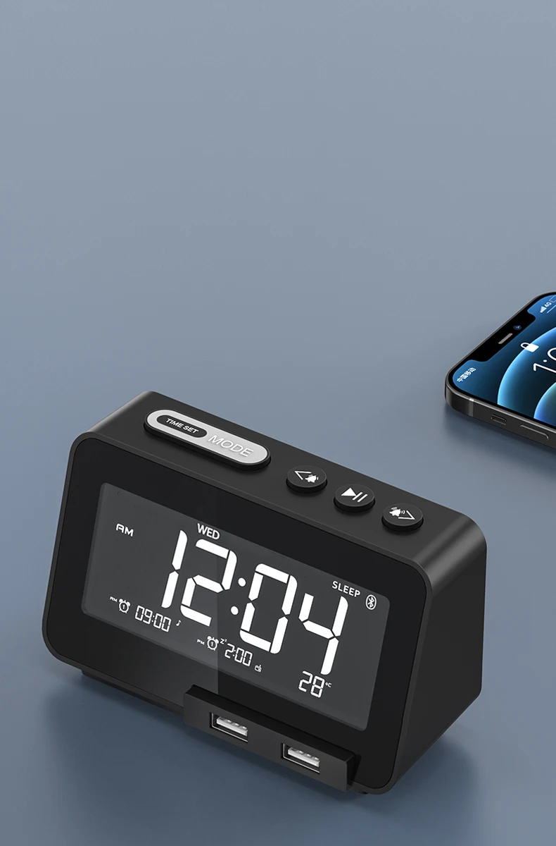 Hotel Alarm Clock Radio FM with Sleep Timer Dual USB Port Charging ...