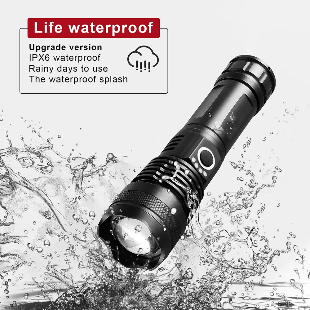 100000 Lumen Handheld Flash Light Rechargeable LED Water Resistant ...