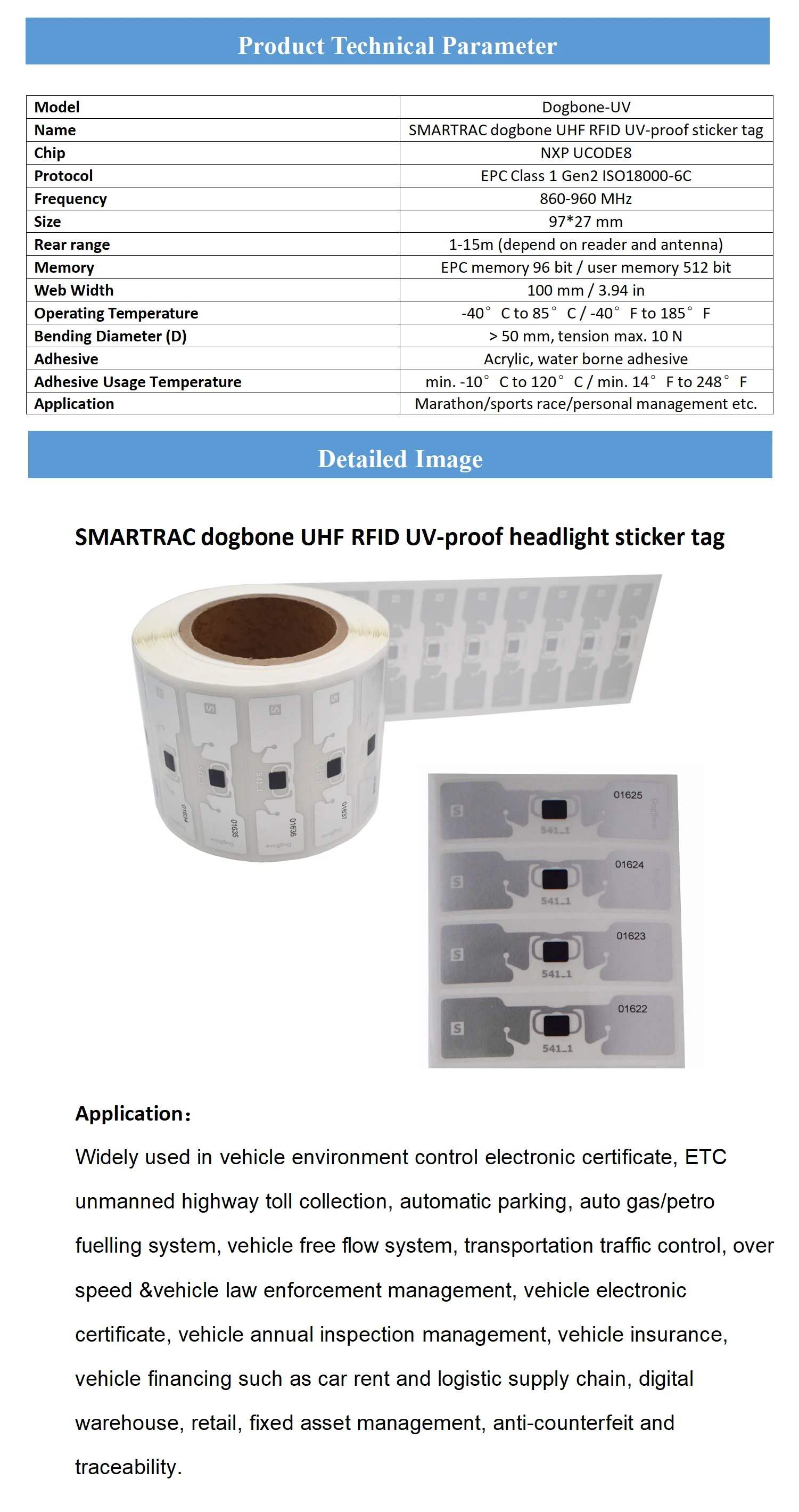 UHF RFID Printable Uv-Proof Waterproof Sunscreen Tag