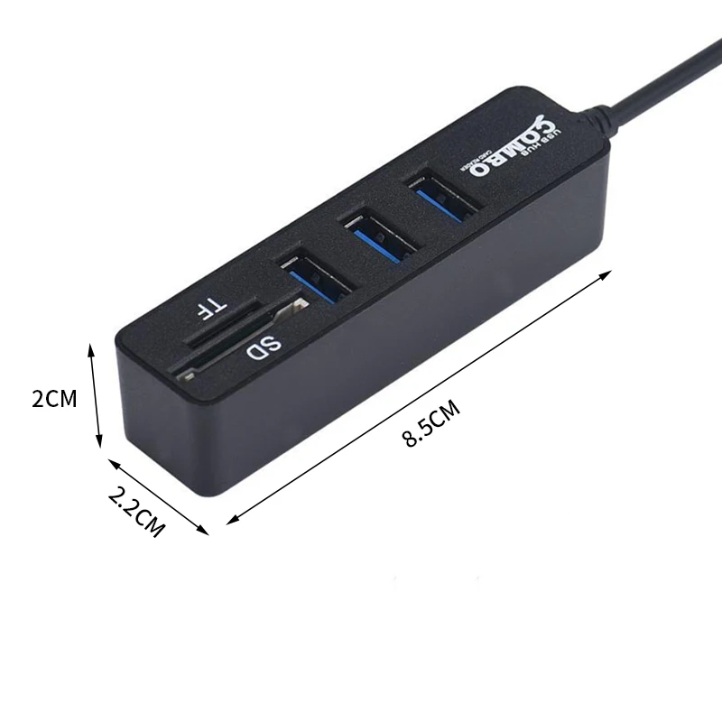 Combo 3 Ports Usb 2.0 Micro Card Reader Sd/tf Usb Splitter Hub Combo ...