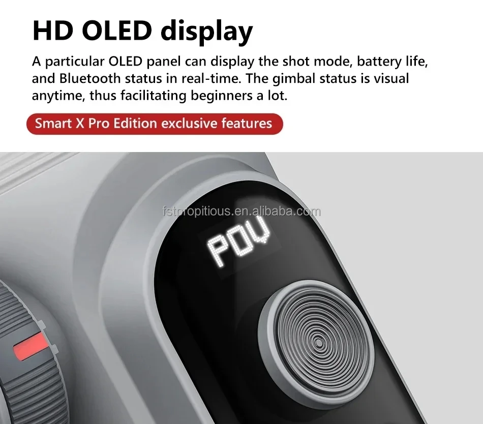 AOCHUAN Smart X /Pro 3 Axis Phone Gimbal Stabilizion 3 Section Fill Light Horizontal and ...